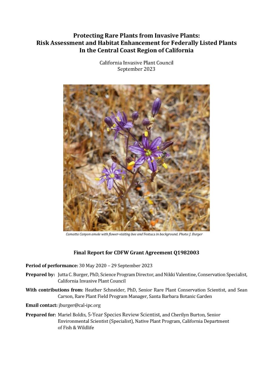 Protecting Rare Plants from Invasive Plants: Risk Assessment and ...